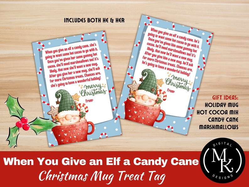 When You Give an Elf a Candy Cane Christmas Gift Tag, Teacher, Neighbor ...