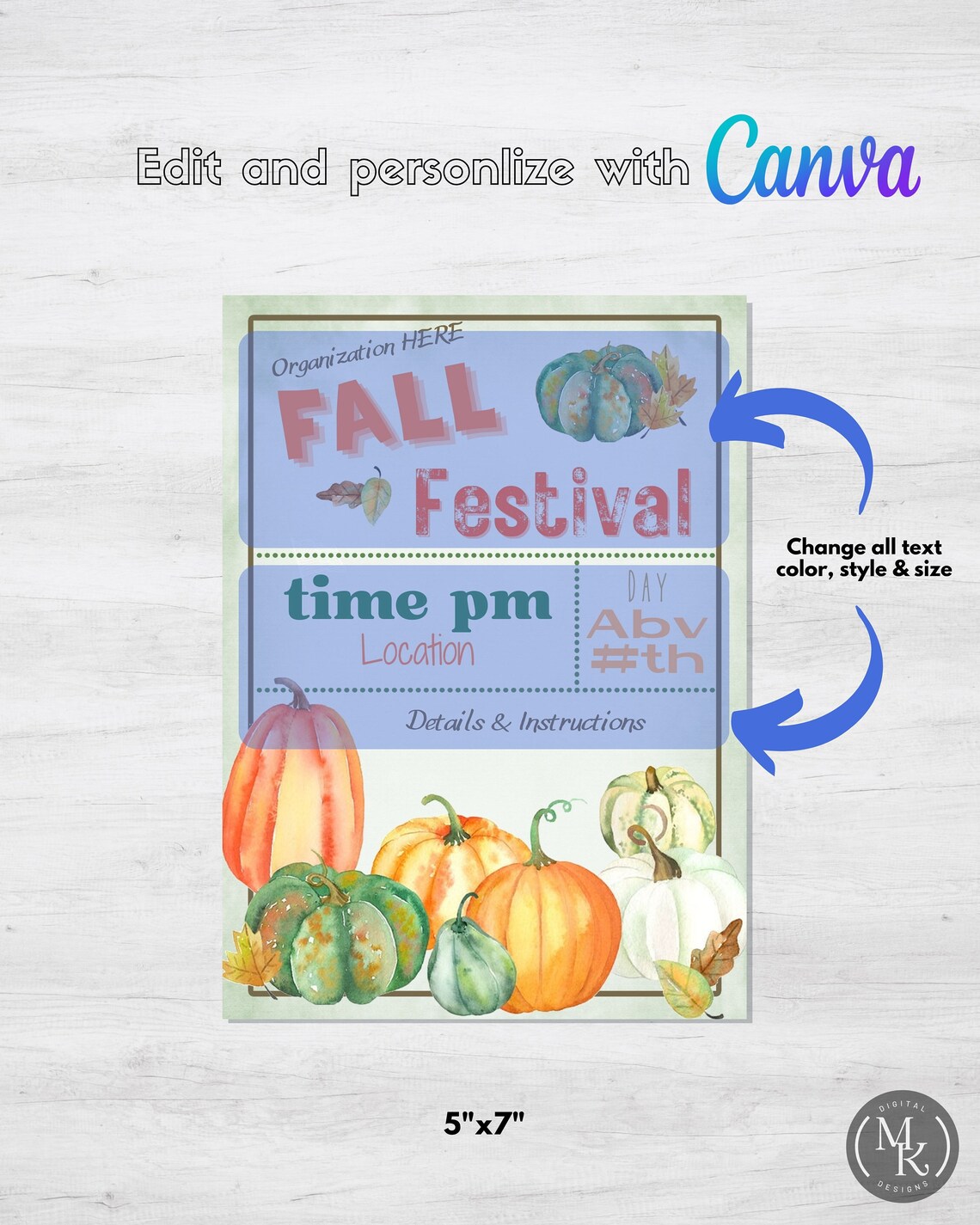 Editable Fall Festival Invitation Canva Template Edit and - Etsy