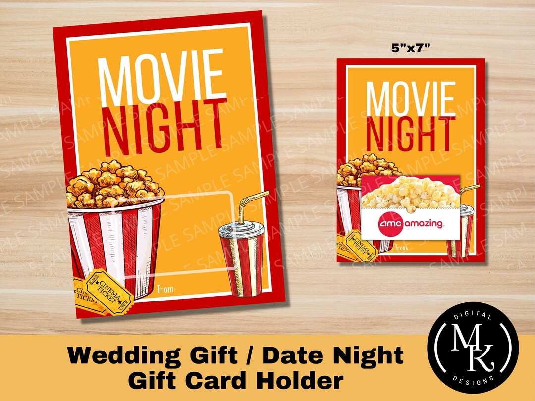 Wedding Gift/date Night Gift Card Holder - Movie Night Printable - Etsy