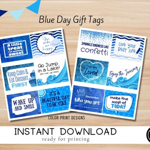 Blue Day Cards Printables Cheer Someone Tags Treat Tags - Etsy