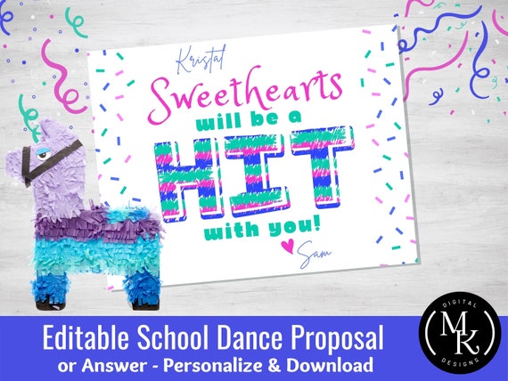 Editable School Dance Proposal OR Answer PIÑATA Dance or - Etsy