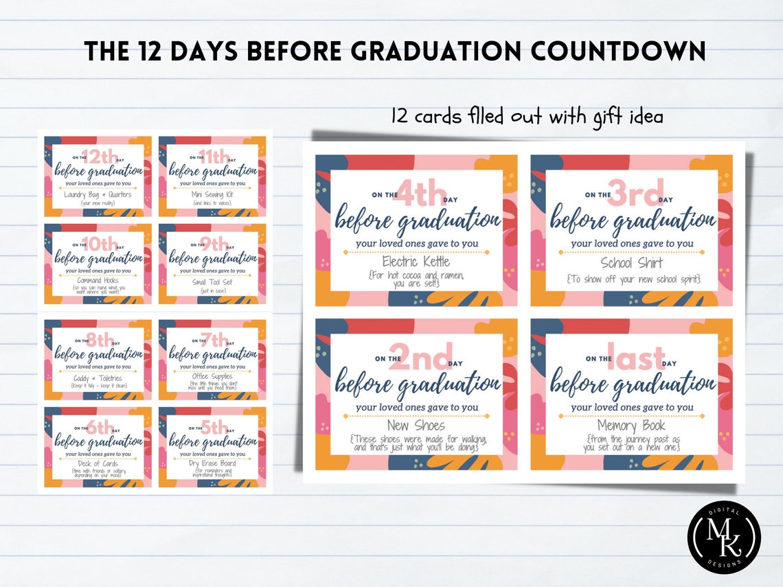 12 Days Before Graduation Countdown Floral Graduation Gifts - Etsy
