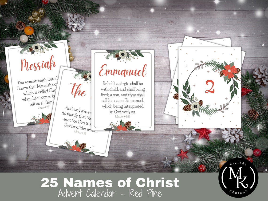 25 Names of Christ Advent Calendar Red Pine Set Christmas - Etsy