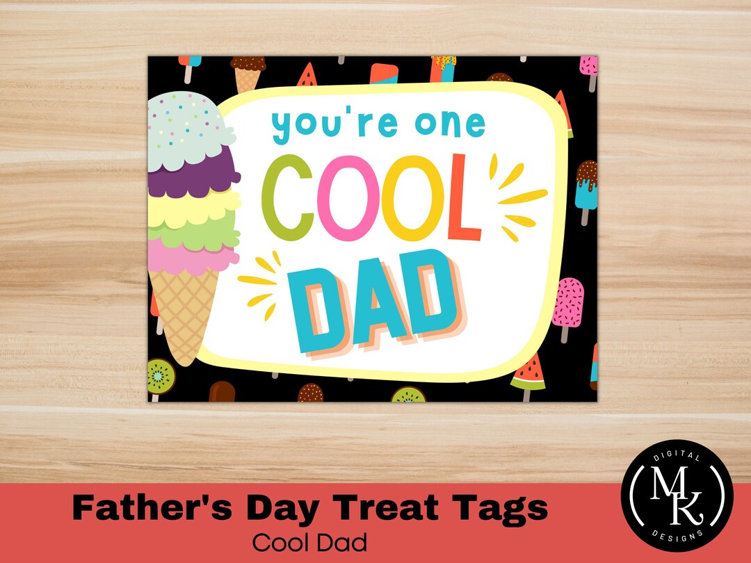 You're One Cool Dad -card, Father's Day Gift Tag, Printables - Etsy