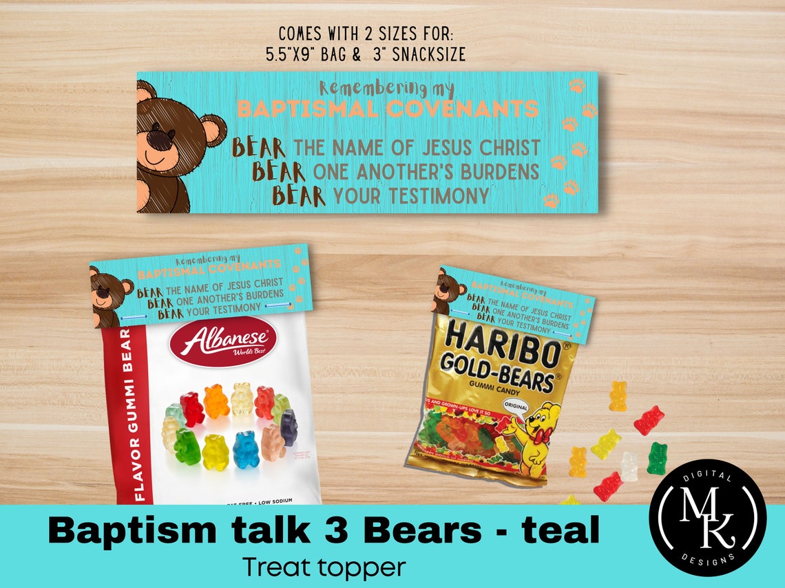 Baptism 3 Bears | LDS Baptism Talk & Printables Teal - Etsy