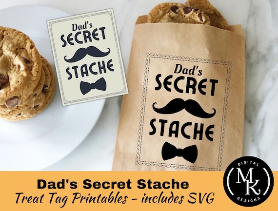 Dad's Secret Stache Treat Tag and SVG Design Father's | Etsy