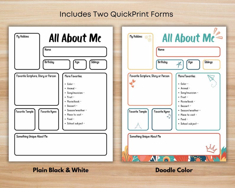 Young Women Spotlight Form, All About Me Sheet, Editable, Quickprint ...