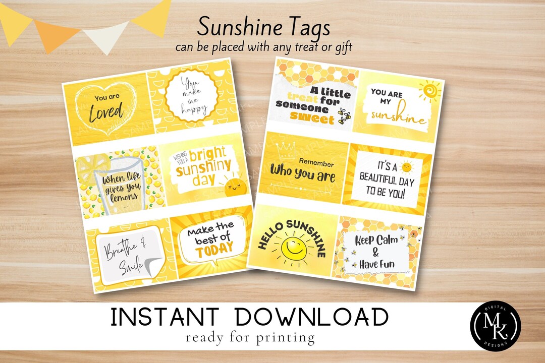 Sunshine Cards Printables Uplifting Brighten Someone's - Etsy