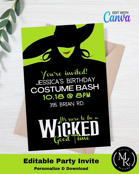 Editable Wicked Costume Party Invitation Canva Template Edit - Etsy