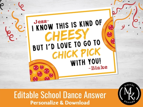 Editable School Dance Answer CHEESY Dance or Date Custom | Etsy