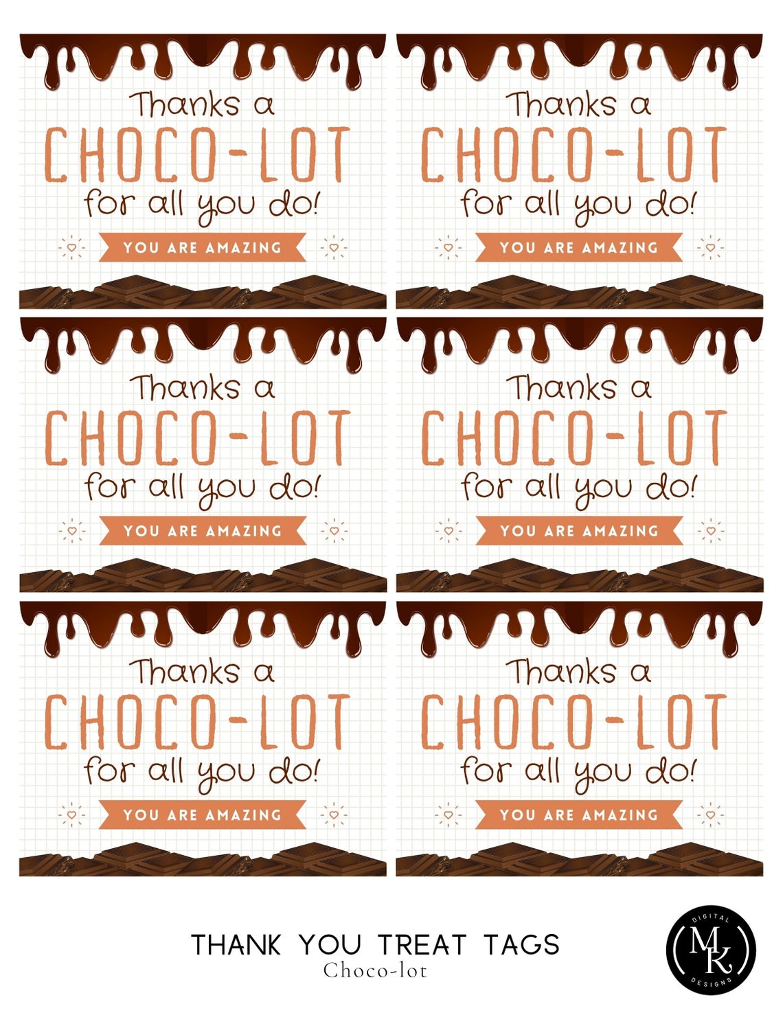 Thanks a CHOCO-LOT for All You Do Chocolate Tag Teacher - Etsy