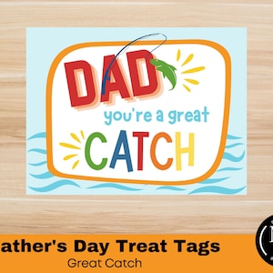 Father's Day Card – Dad Great Catch Gift Tag (printable) - Etsy