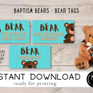 Baptism 3 Bears LDS Baptism Talk & Printables Teal - Etsy