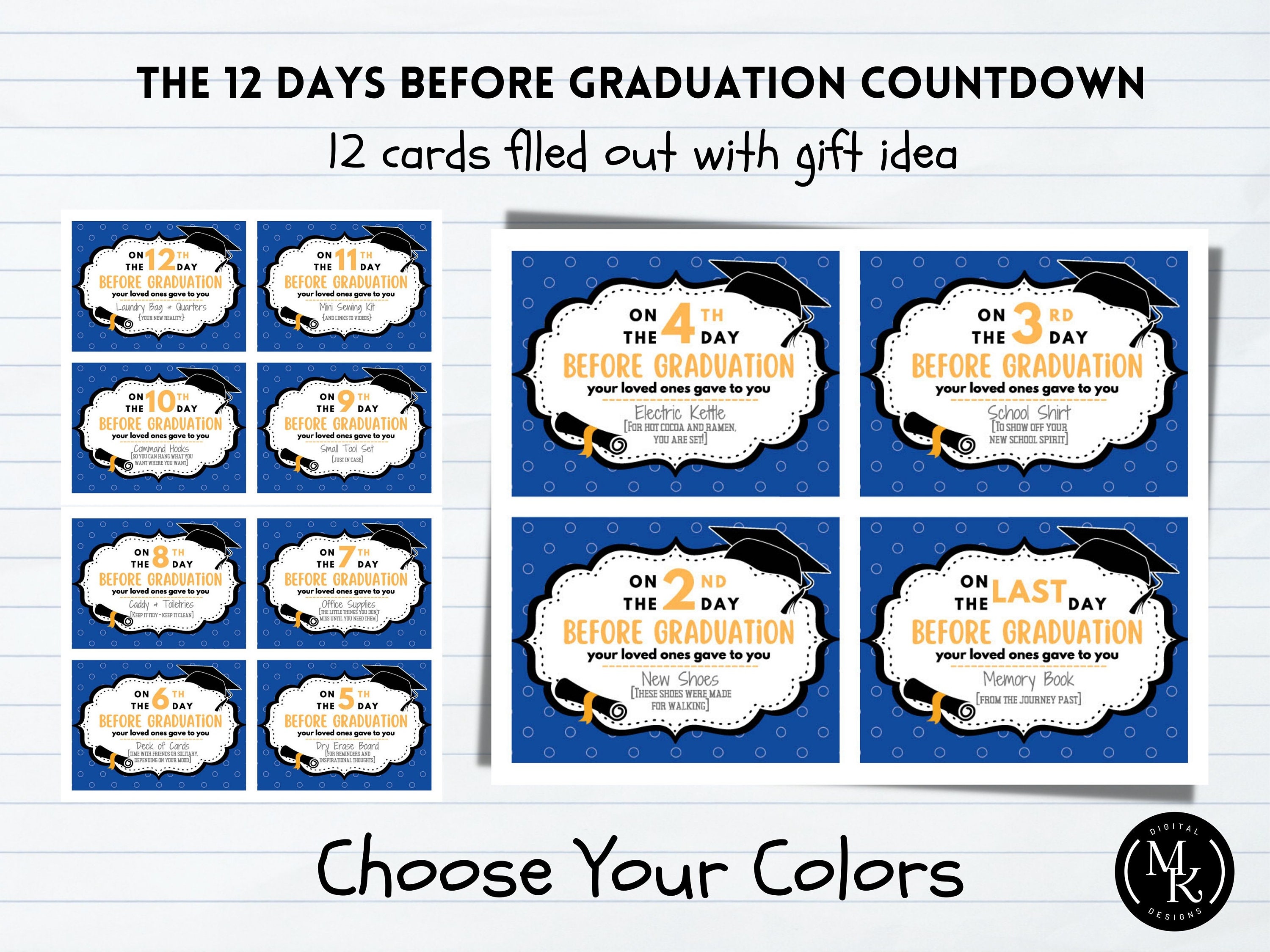 12 Days Before Graduation Countdown Choose Your Colors - Etsy