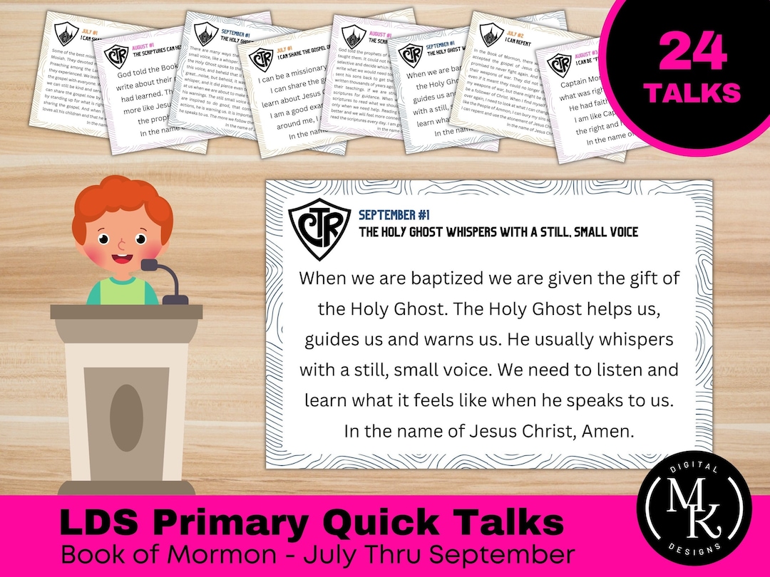 LDS Primary Children Talks July Through Sept, 2024 Book of Mormon, LDS ...