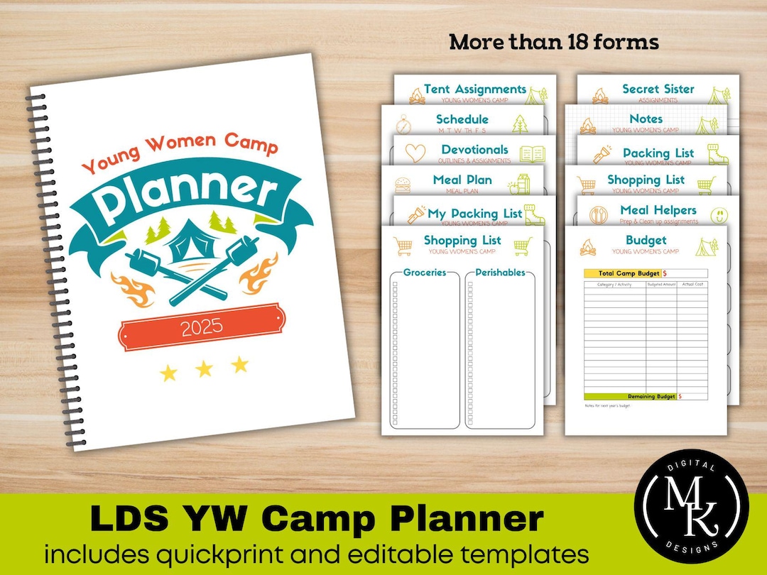Young Women Girls Camp Planner, Girls Camp Leader Binder, LDS Youth ...