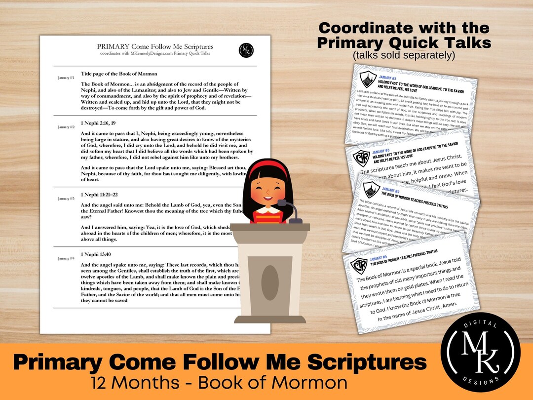 LDS Primary Come Follow Me Scriptures 12 Months, 2024 Book of Mormon ...