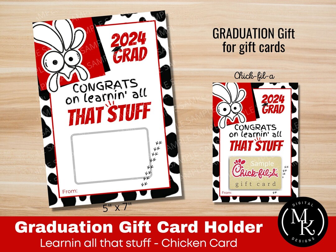 Chicken Graduate Card for Gift Card - Gift Card Holder, Printable Gift ...