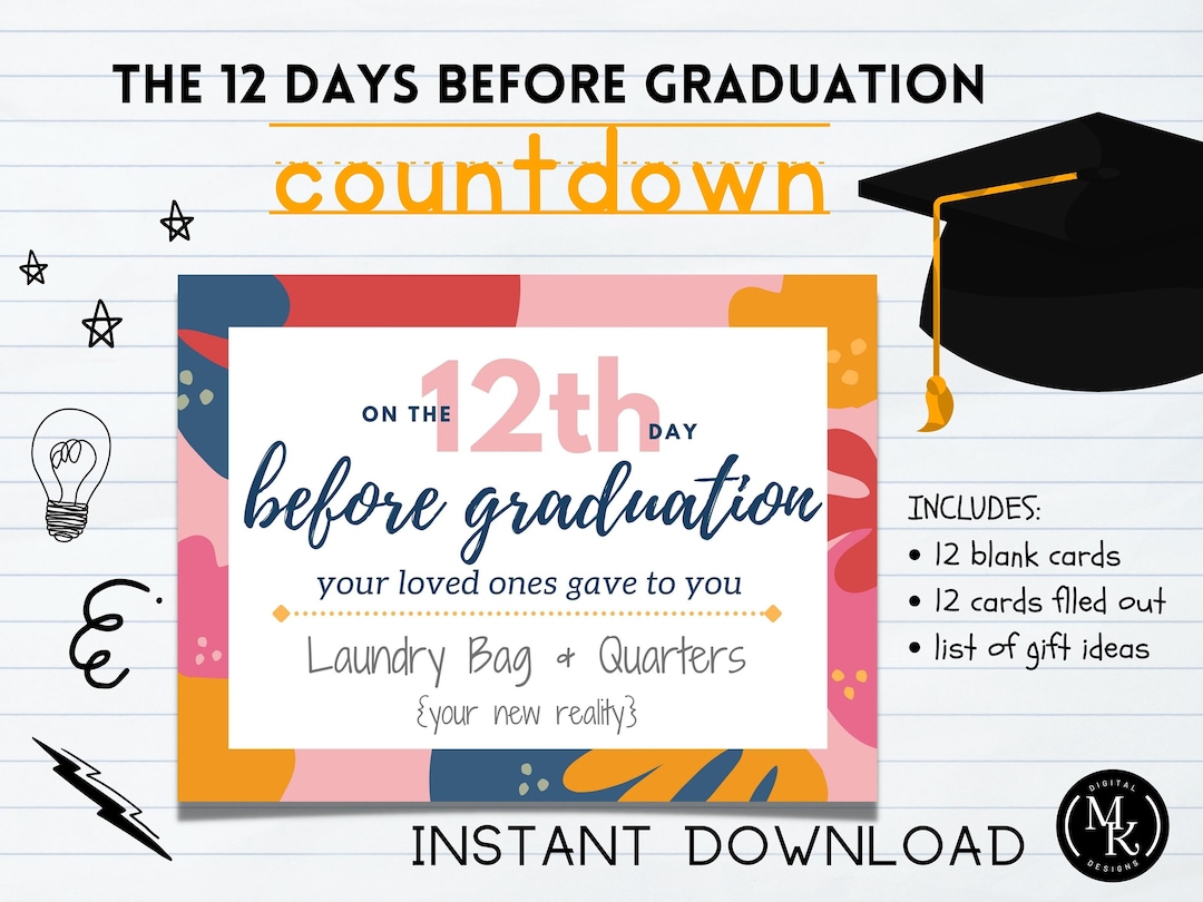 12 Days Before Graduation Countdown Floral, Graduation Gifts ...