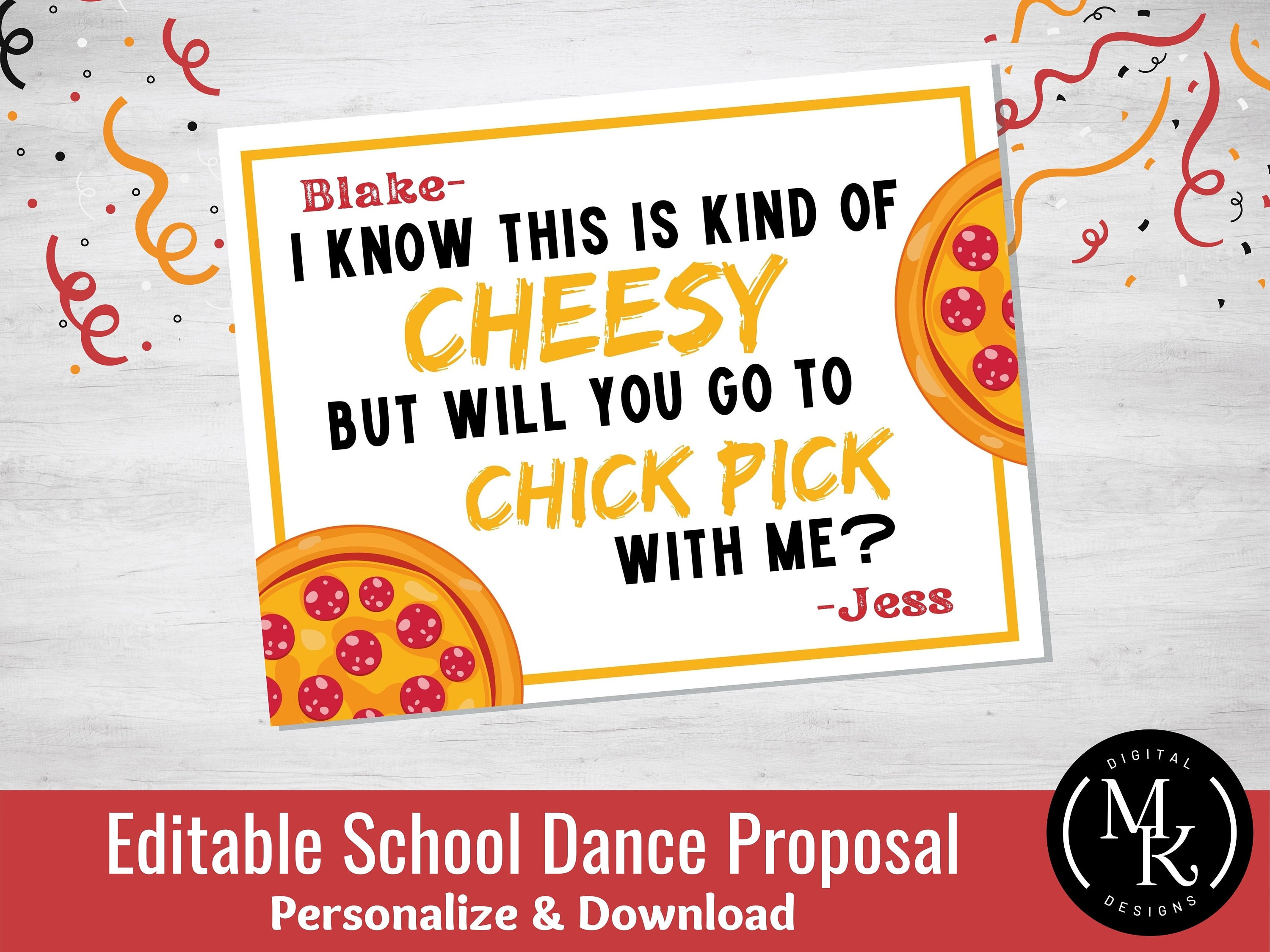 Editable School Dance Proposal Cheesy Dance or Date Custom - Etsy