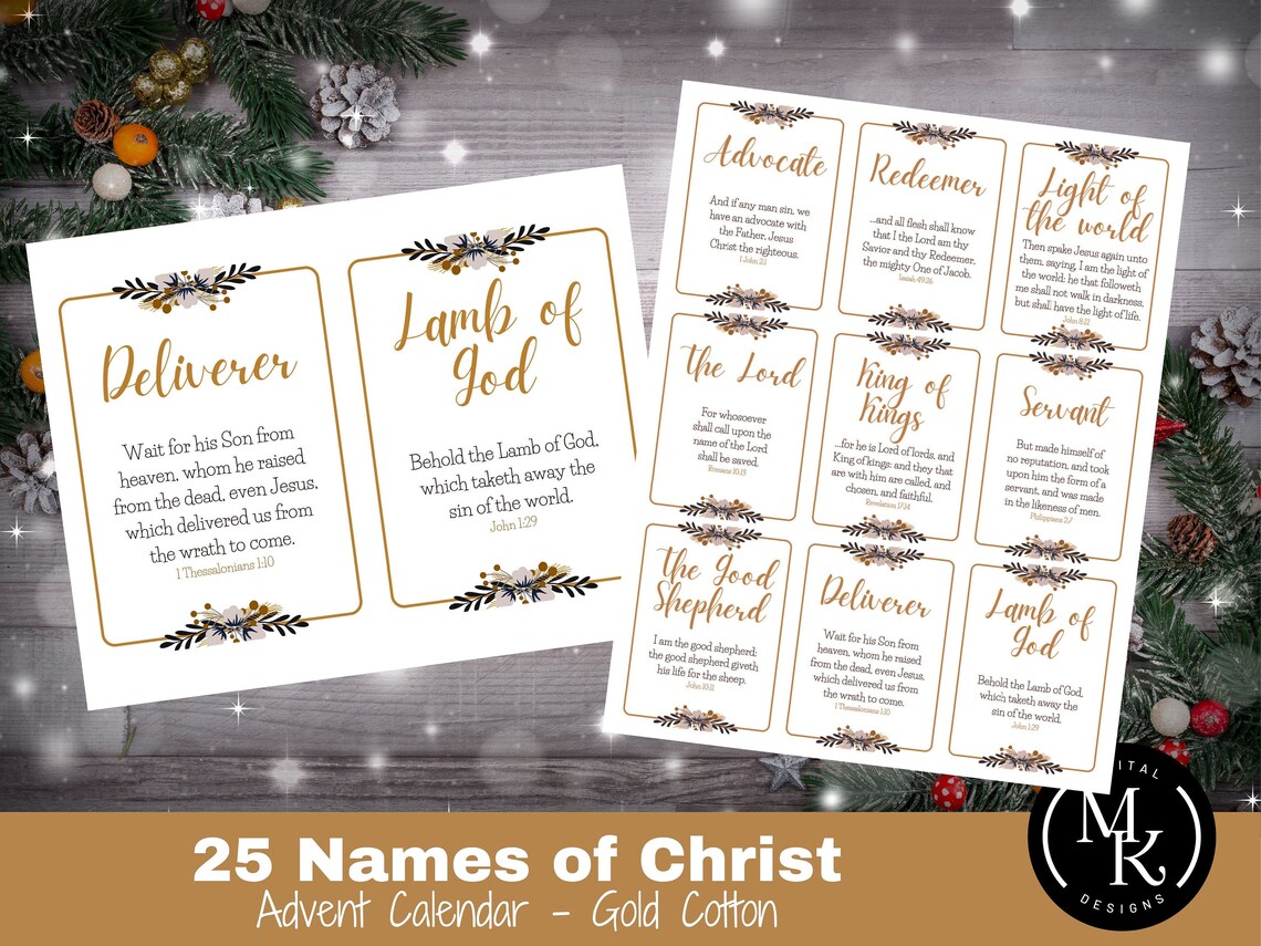 25 Names of Christ Advent Calendar Gold Cotton Set - Etsy