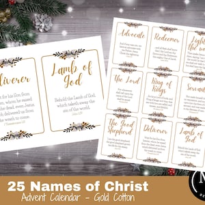 25 Names of Christ Advent Calendar - Gold Cotton Set, Christmas ...