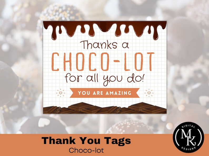 Thanks a CHOCO-LOT for All You Do Chocolate Tag Teacher - Etsy