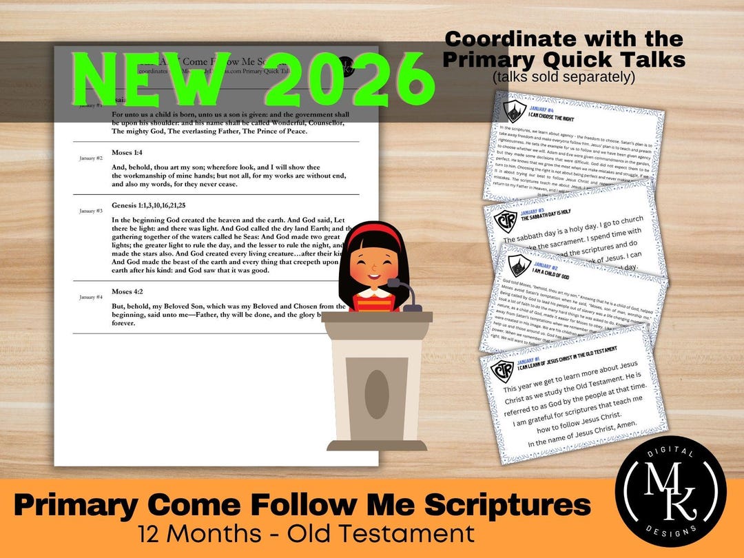 LDS Primary Come Follow Me Scriptures- 12 Months, 2026 Old Testament ...