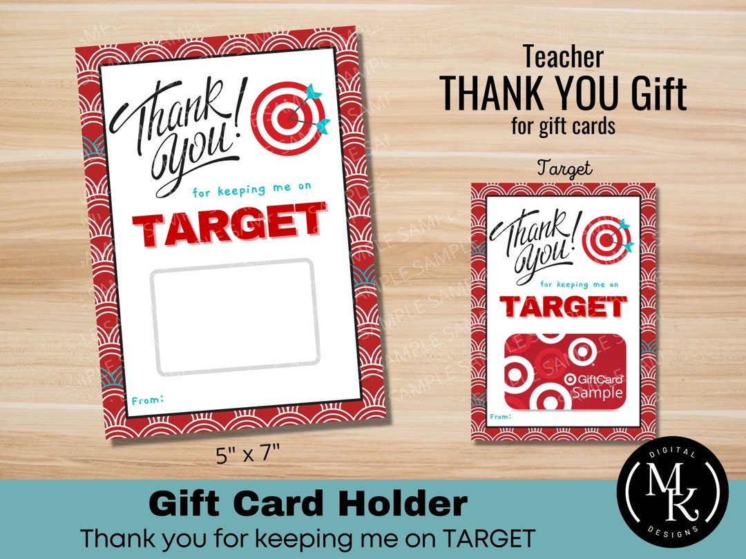 Teacher Thank You Card for On-target Gift Card, Printable Gift, Teacher ...