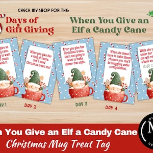 When You Give an Elf a Candy Cane Christmas Gift Tag, Teacher, Neighbor ...