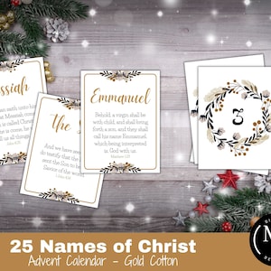 25 Names of Christ Advent Calendar - Gold Cotton Set, Christmas ...
