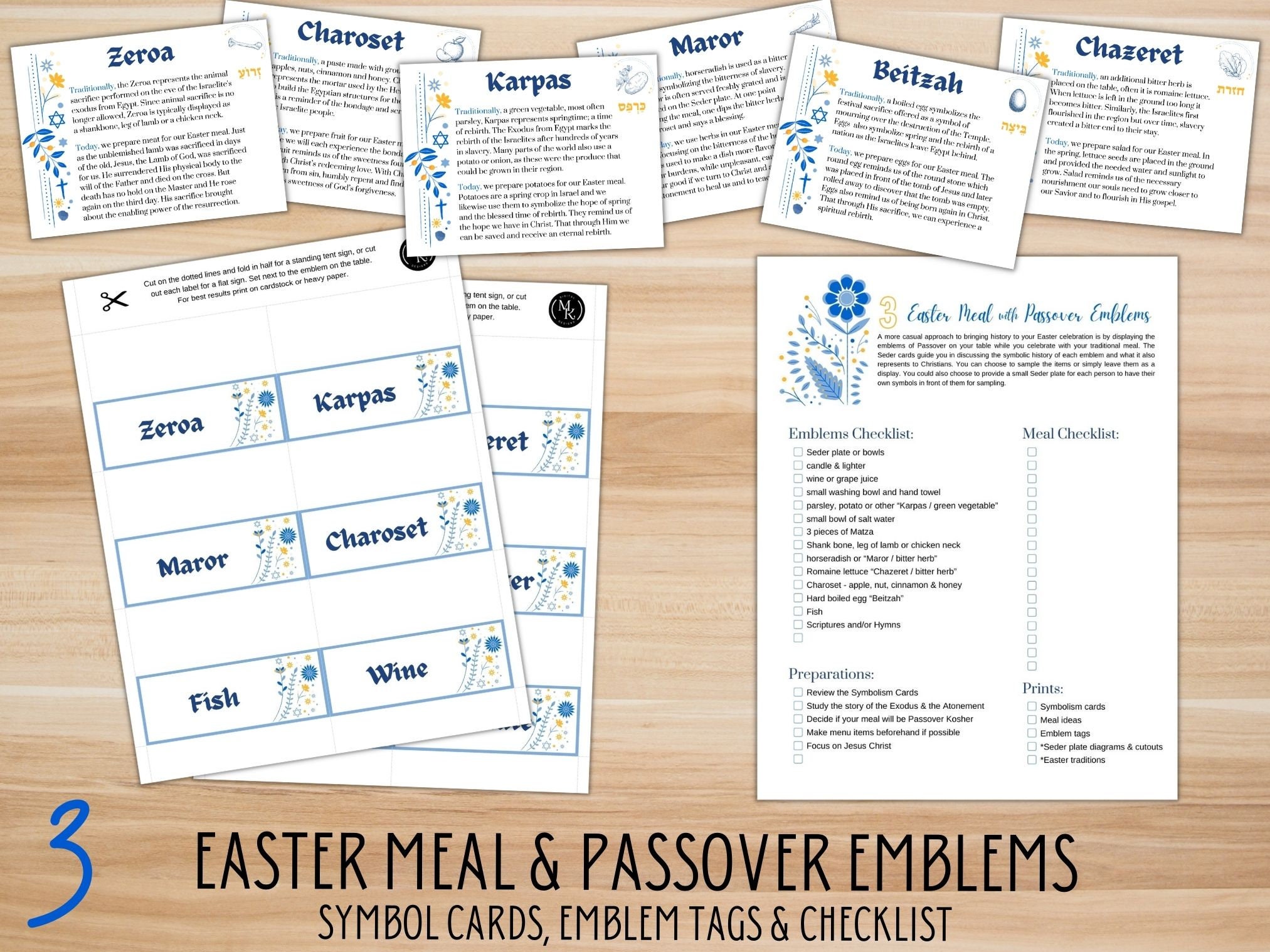 Easter Passover Seder Symbolism Cards, the Last Supper, Christian Seder ...