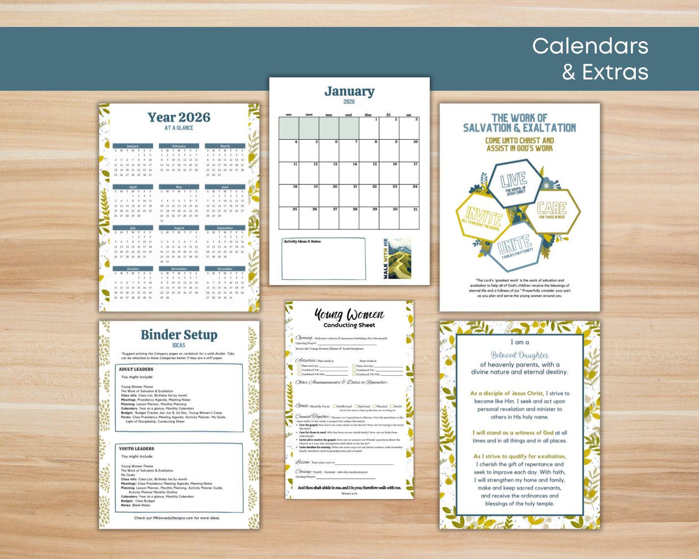 LDS Young Women Binder Set, Editable, Quickprint, 2026 Walk With Me ...
