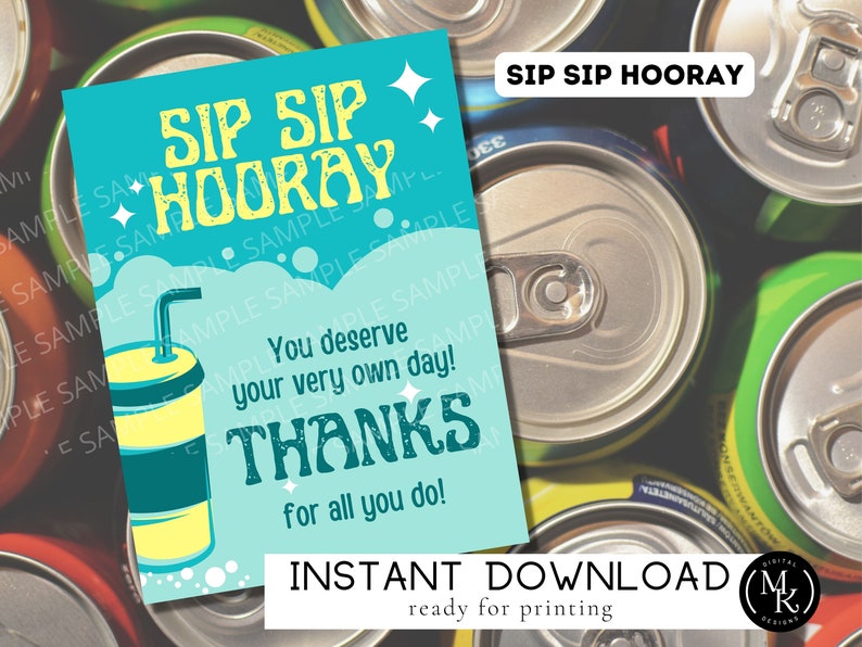 Sip Sip Hooray You Deserve Your Very Own Day Drink Tag - Etsy