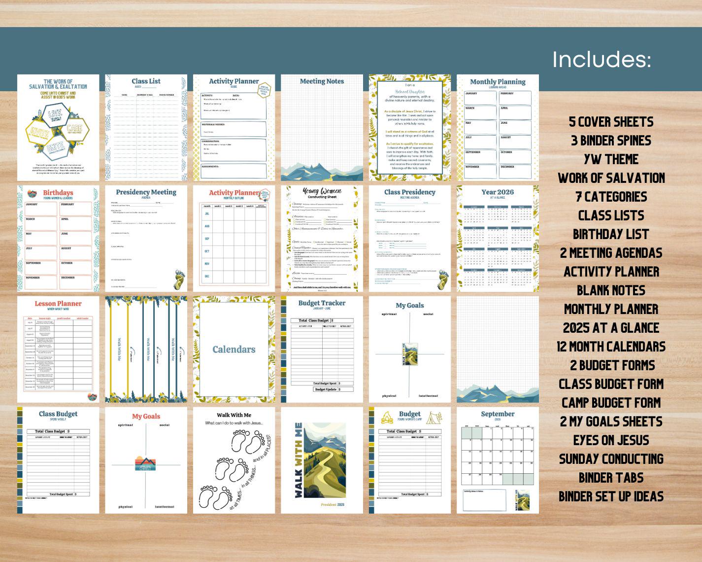 LDS Young Women Binder Set, Editable, Quickprint, 2026 Walk With Me ...