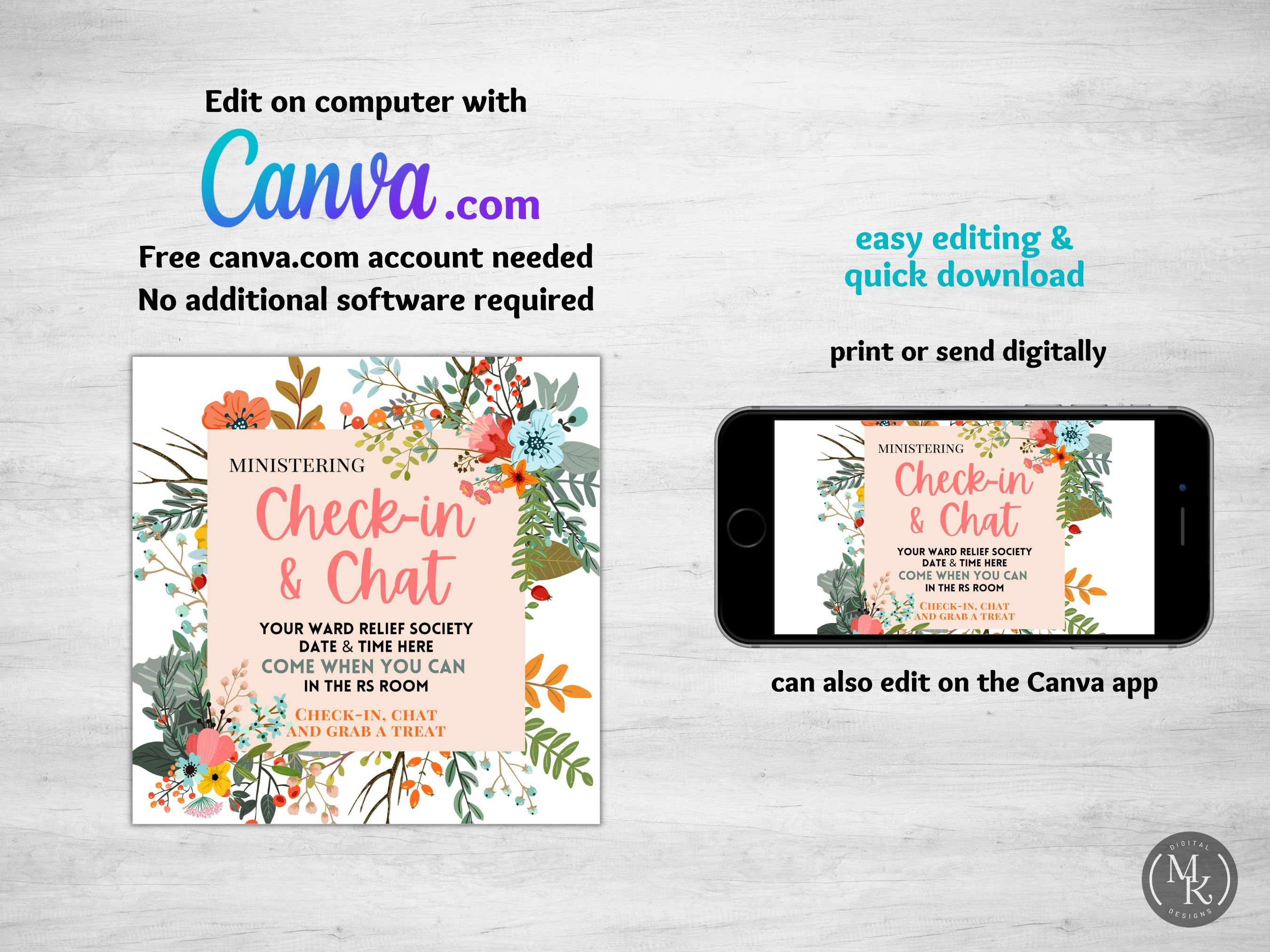 Ministering Interview Invitation, Relief Society Check-in & Chat Invite ...