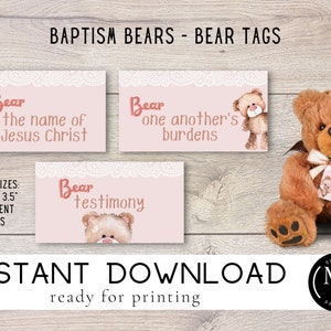 Baptism 3 Bears LDS Baptism Talk & Printables Pink - Etsy