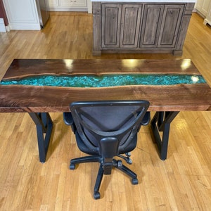 Aquatic Walnut River Table Koi With Fish Dining Table Desk Coffee ...
