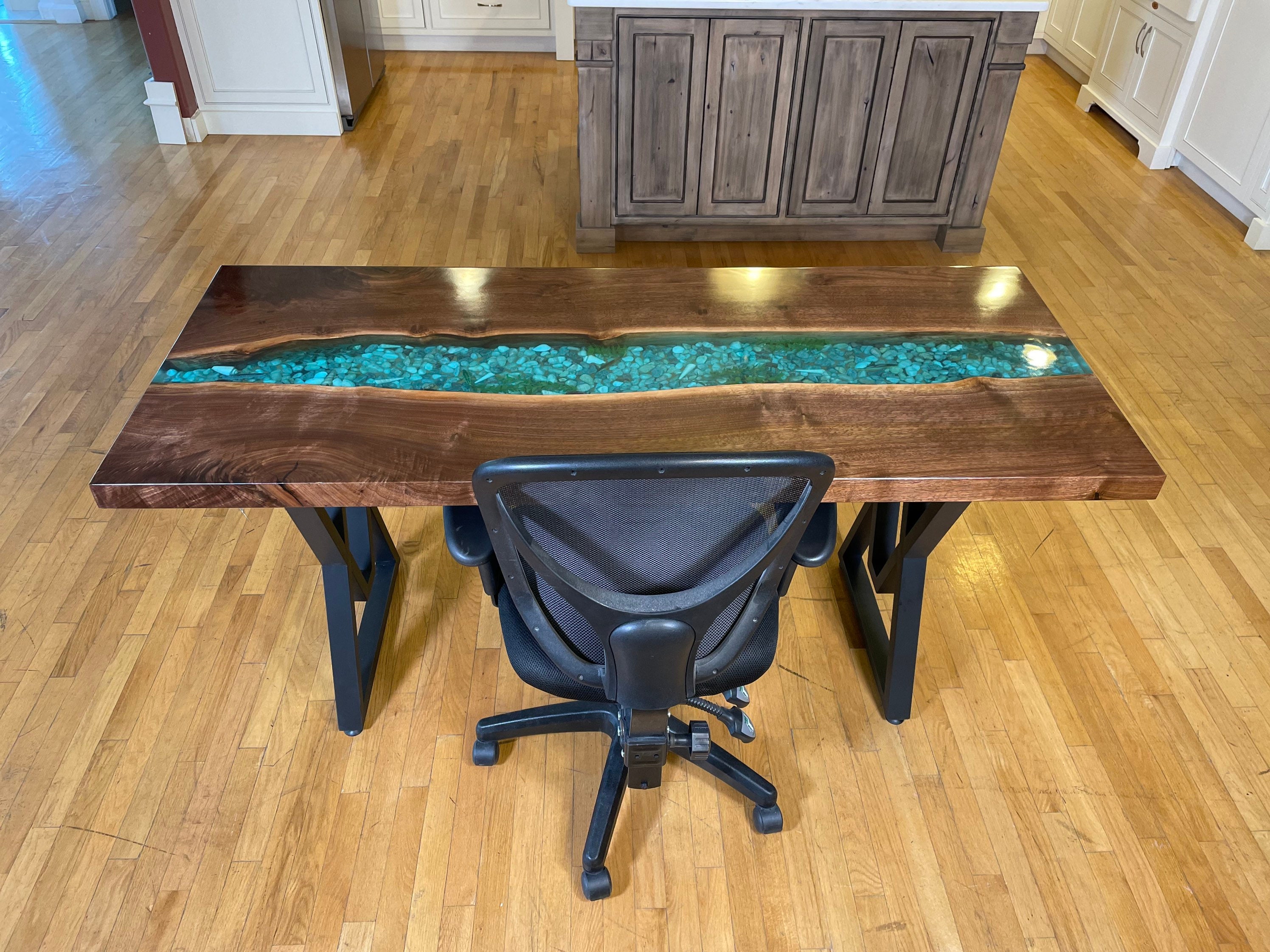 Aquatic Walnut River Table Koi With Fish Dining Table Desk Coffee ...