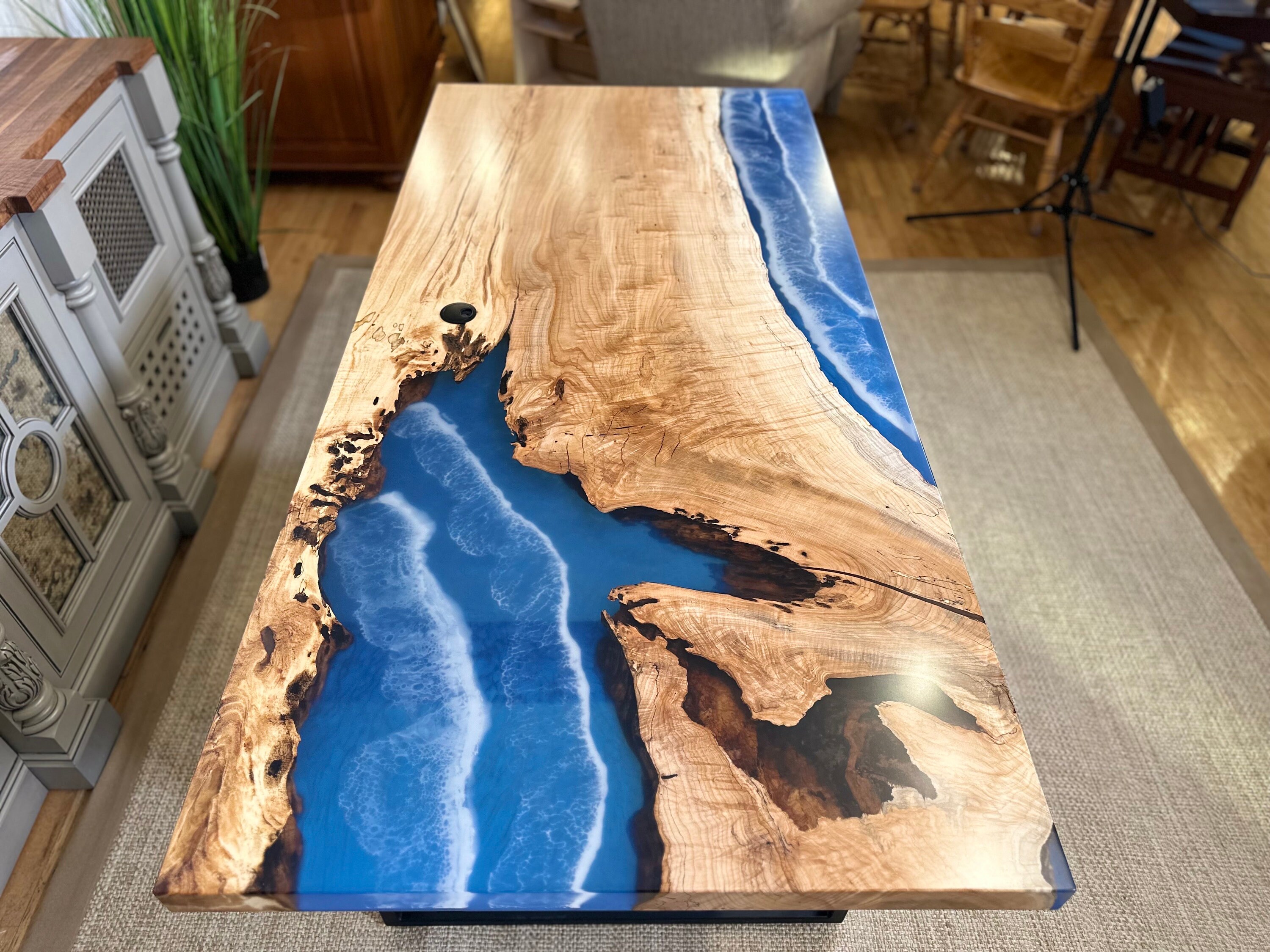 Table Epoxy Desk Tropical Live Edge Dining Table Natural Edge Coffee ...