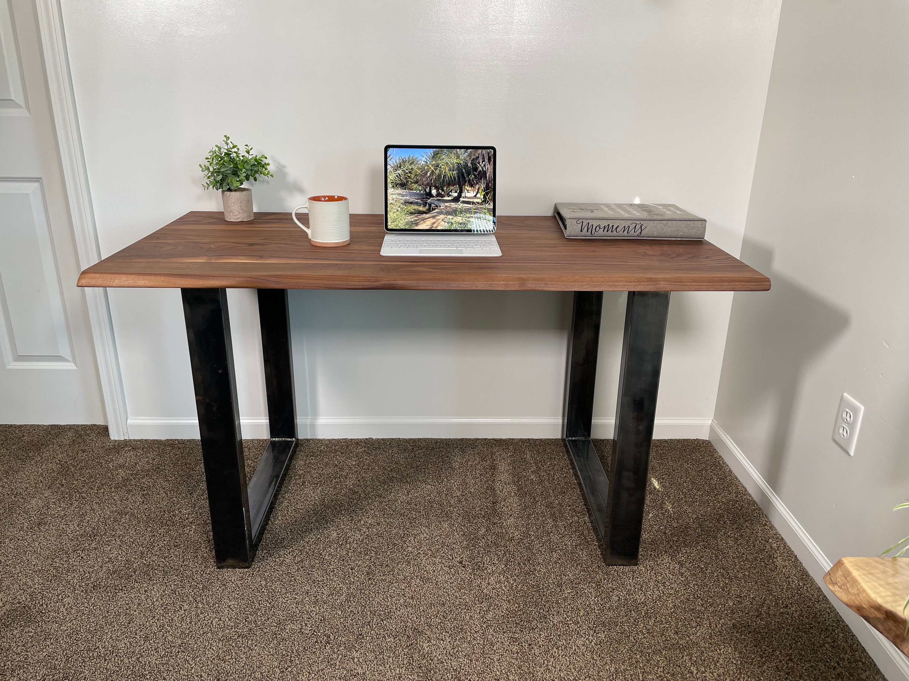 Modern Desk U-shaped Legs Live Edge Walnut Desk Indiana Black Walnut ...