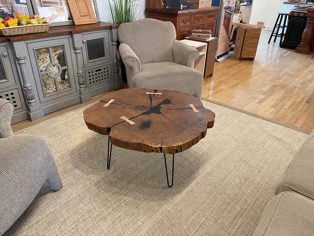 Coffee Table MADE in THE USA!!! Custom Modern Black Epoxy White Oak ...