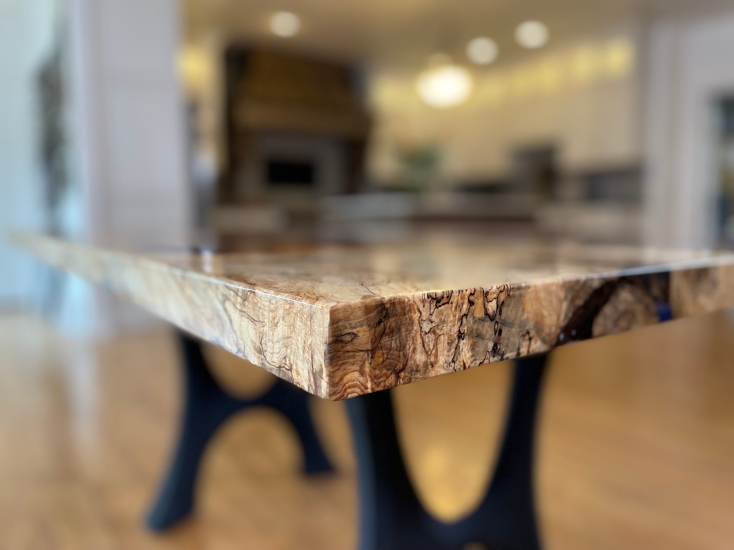 MADE in THE USA Custom Spalted Maple Aquatic/tropical Blue Ocean Table ...