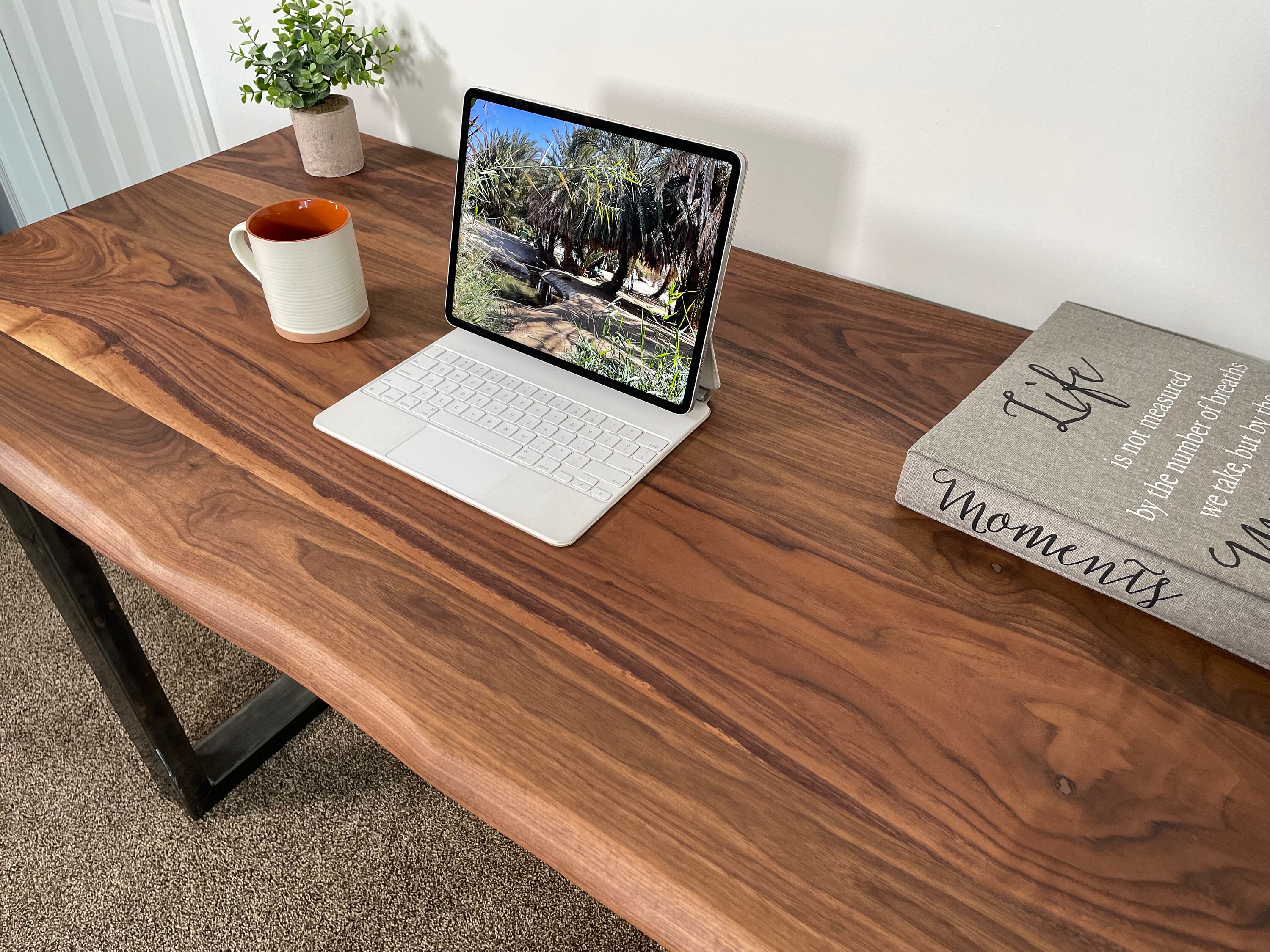 Modern Desk U-shaped Legs Live Edge Walnut Desk Indiana Black Walnut ...