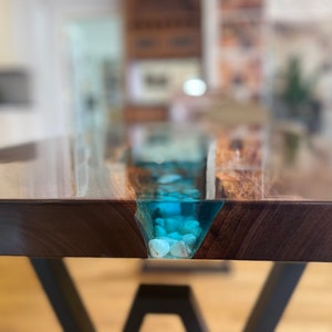 Aquatic Walnut River Table Koi With Fish Dining Table Desk Coffee ...