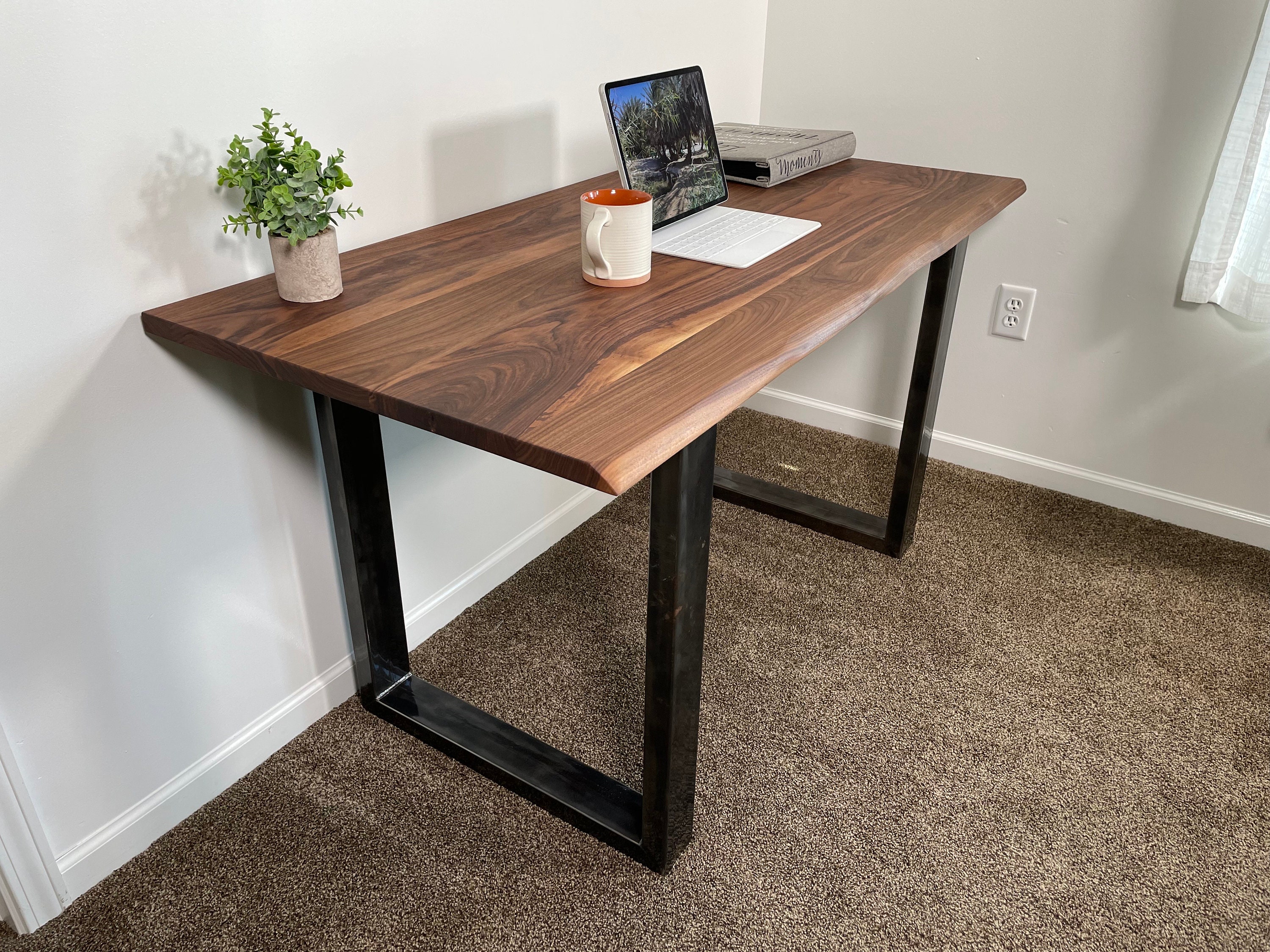 Modern Desk U-shaped Legs Live Edge Walnut Desk Indiana Black Walnut ...