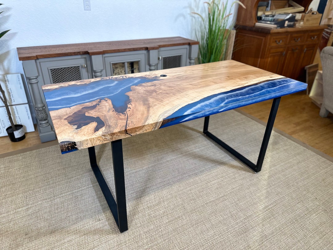 Table Epoxy Desk Tropical Live Edge Dining Table Natural Edge Coffee ...