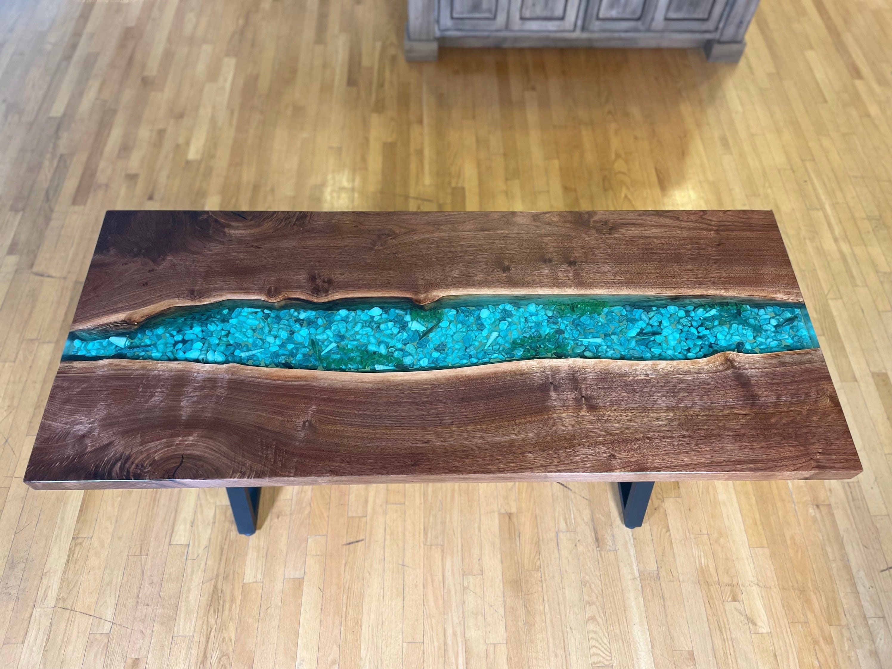 Aquatic Walnut River Table Koi With Fish Dining Table Desk Coffee ...