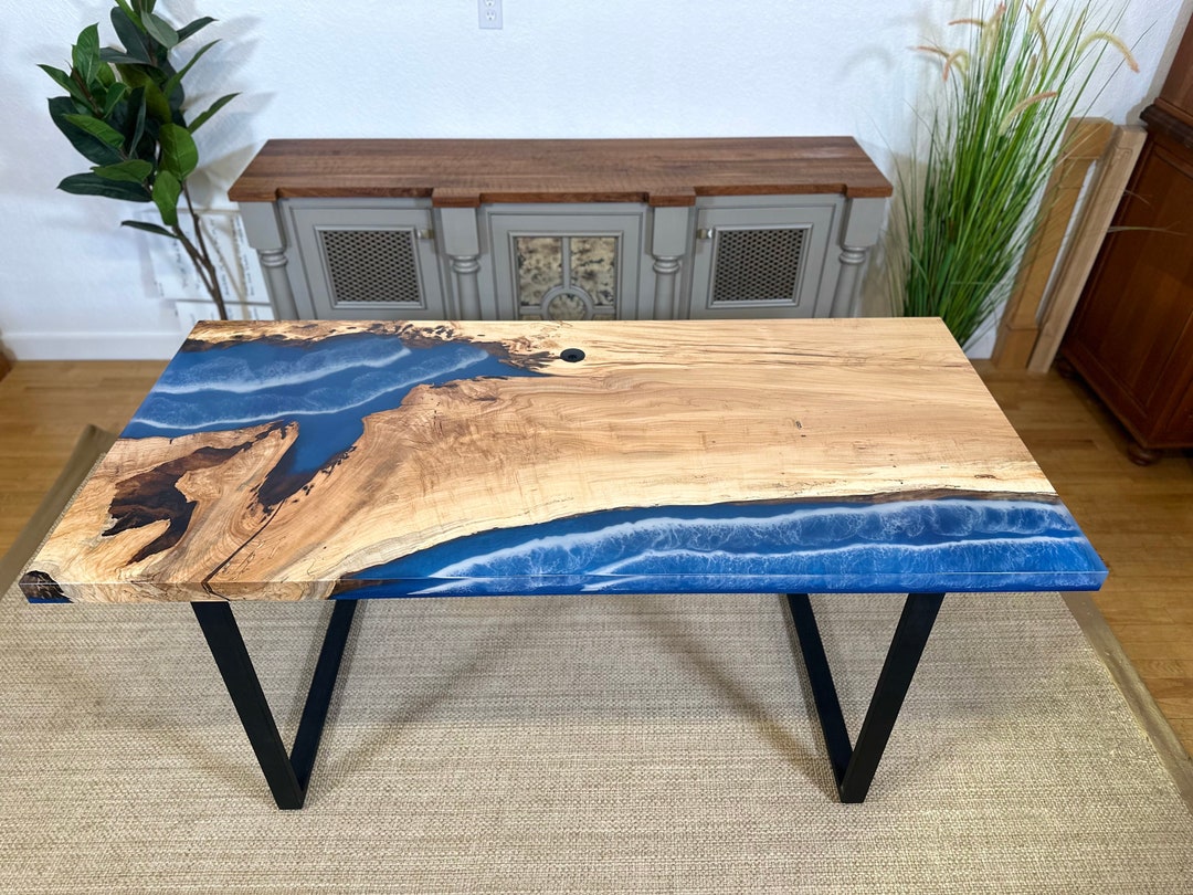 Epoxy Spalted Maple Ocean Desk Made to Order Tropical Designs Ocean ...