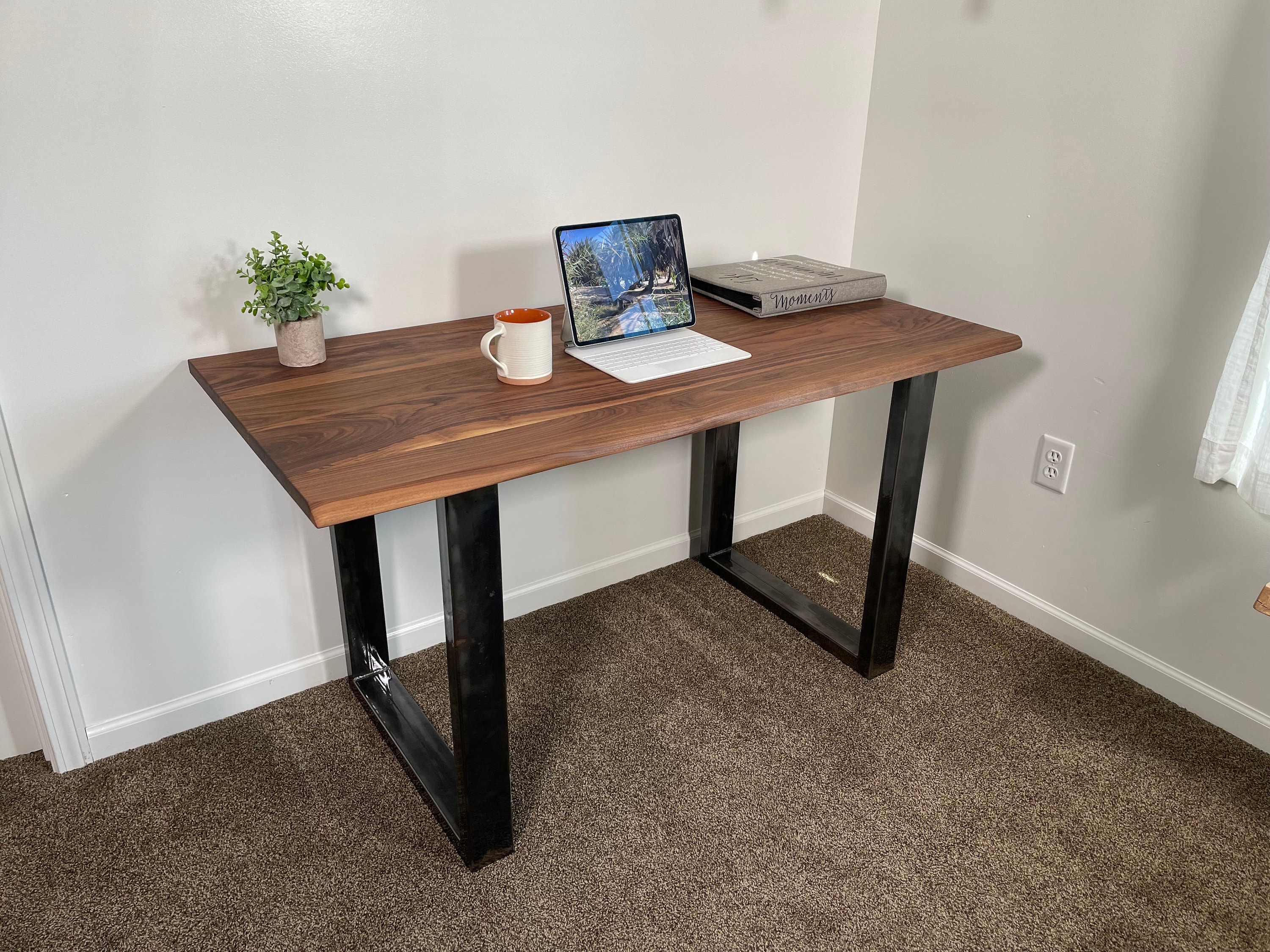 Modern Desk U-shaped Legs Live Edge Walnut Desk Indiana Black Walnut ...